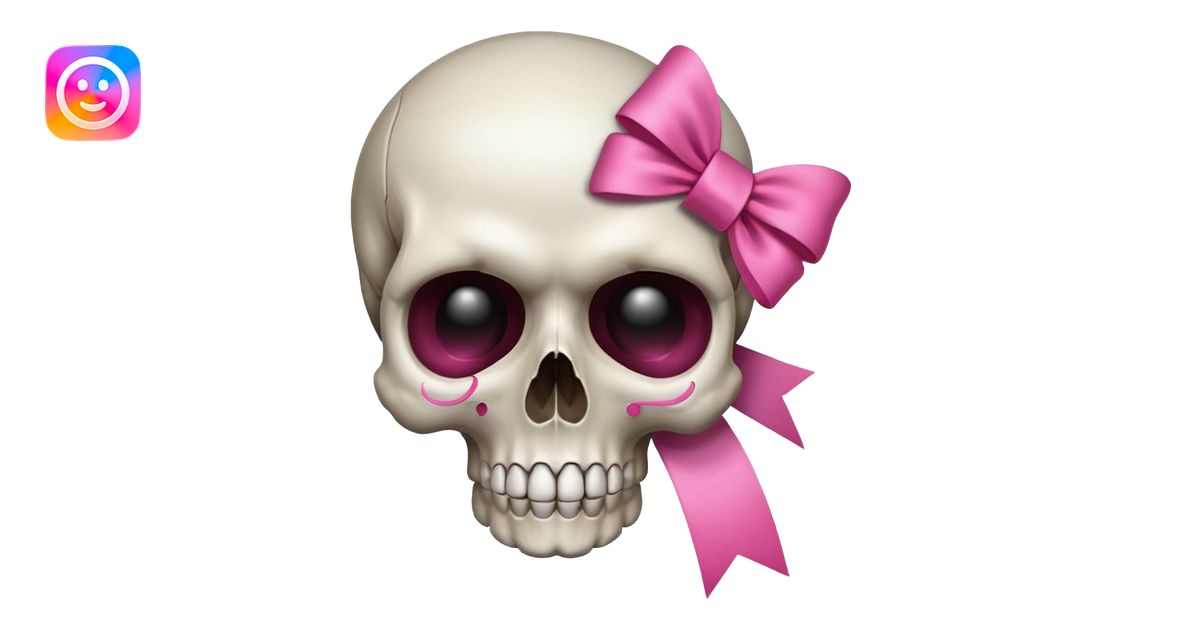 A skull with a small pink ribbon on the side of its head emoji | AI ...