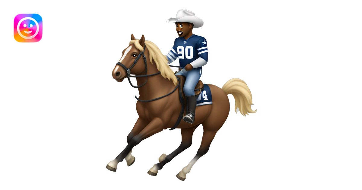 Dallas Cowboy player riding a pony emoji | AI Emoji Generator