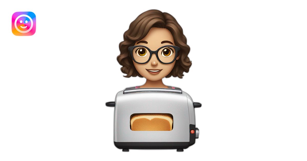 brown hair girl with glasses with toaster emoji | AI Emoji Generator