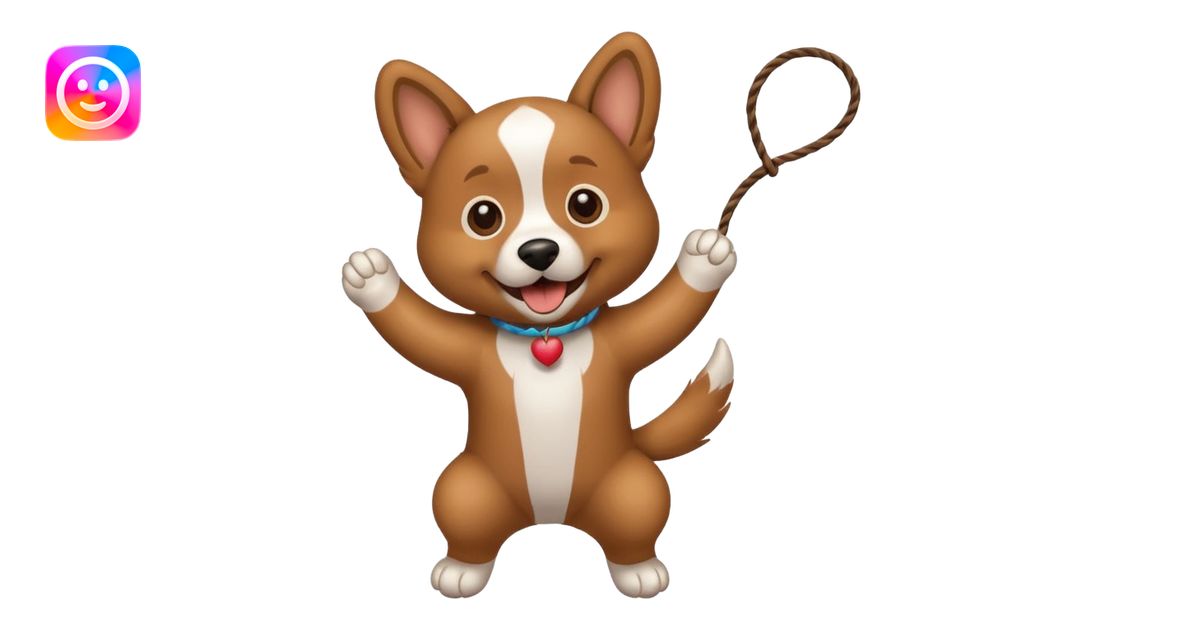 dog playing with a string toy emoji | AI Emoji Generator