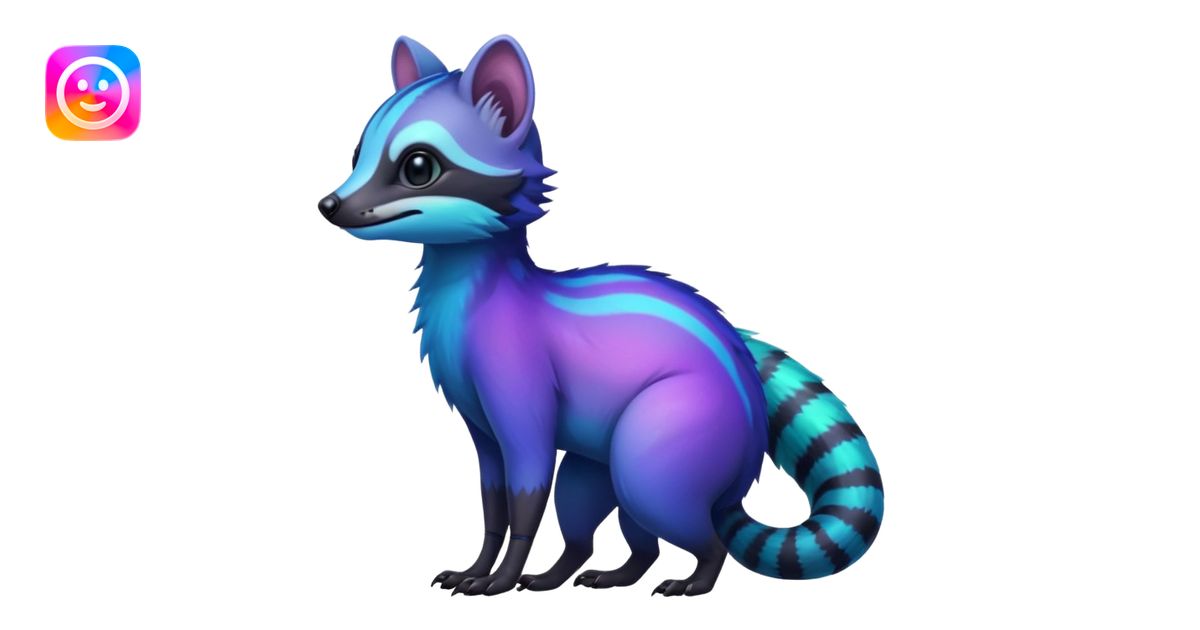 Iridescent Neon Green-Cyan-Blue-Purple-gradients Civet-Numbat-Sergal ...