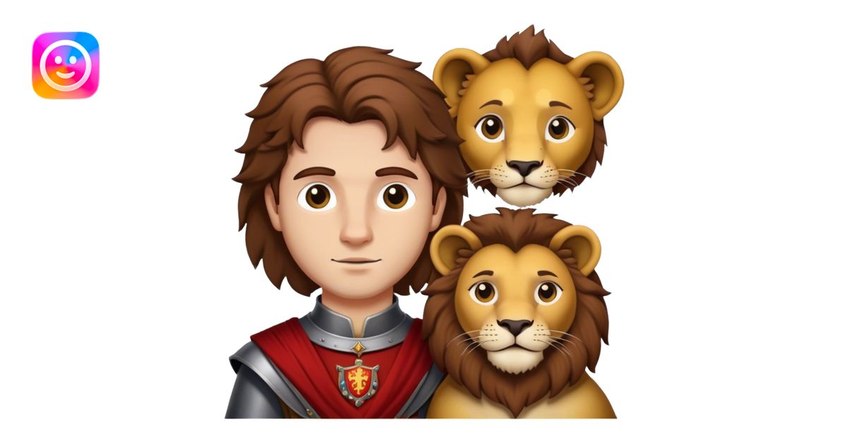 Little medieval italian duke with brown hair and lion emoji | AI Emoji ...