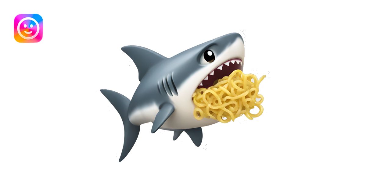 baby shark eating pasta emoji | AI Emoji Generator