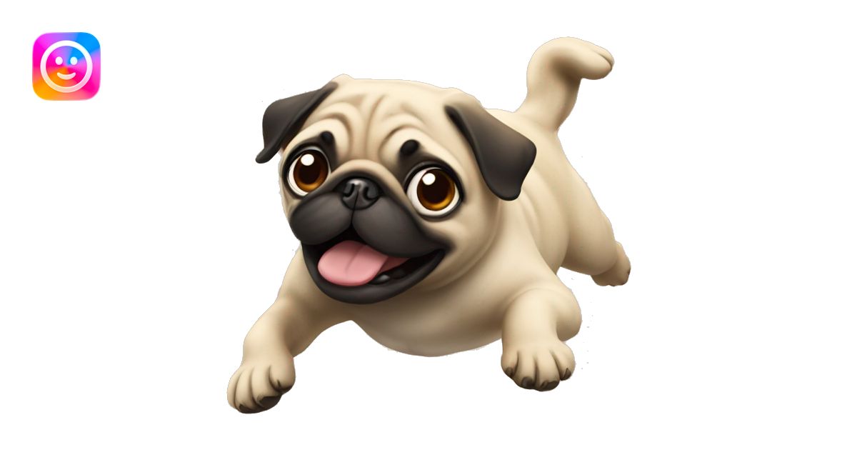 Pug flying emoji | AI Emoji Generator