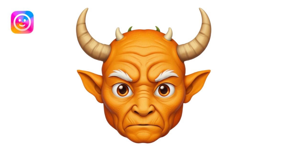 Naked orange old trump with horns emoji | AI Emoji Generator