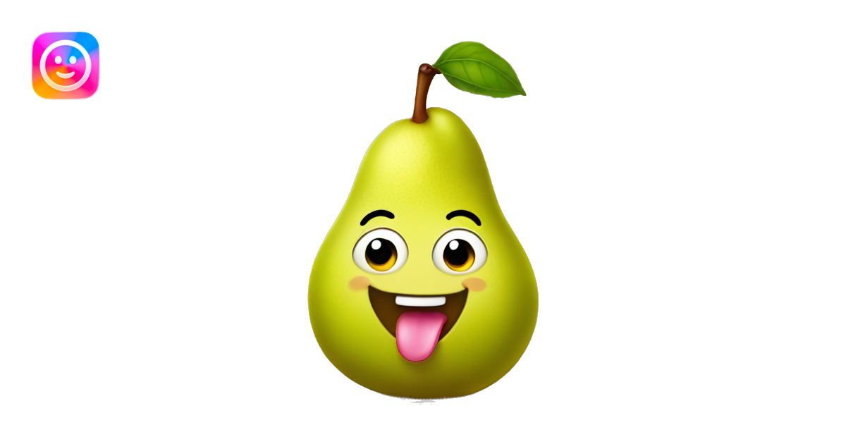 Cute pear with tongue emoji | AI Emoji Generator