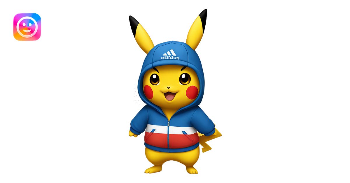 Pikachu wearing adidas track suit emoji | AI Emoji Generator