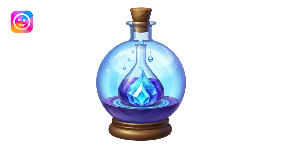 Blue Magic Fantasy Potion, Ball Bottle Low Poly emoji | AI Emoji Generator