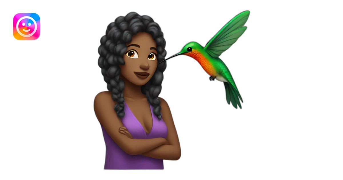 Black women with humming bird emoji | AI Emoji Generator