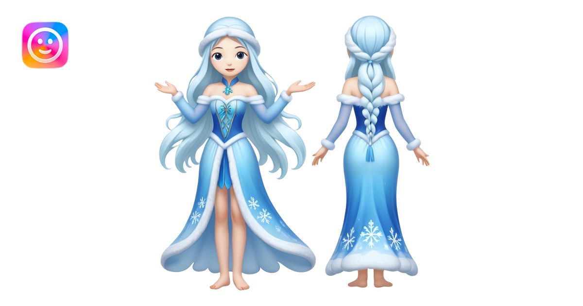 An ice Snow Maiden character with two arms and two legs, full body ...