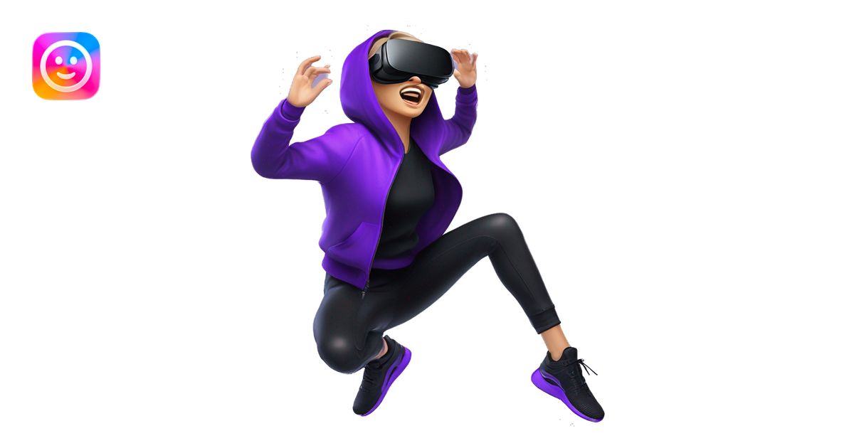 Russian girl wearing black hoody with violet letters "OMG", in vr ...