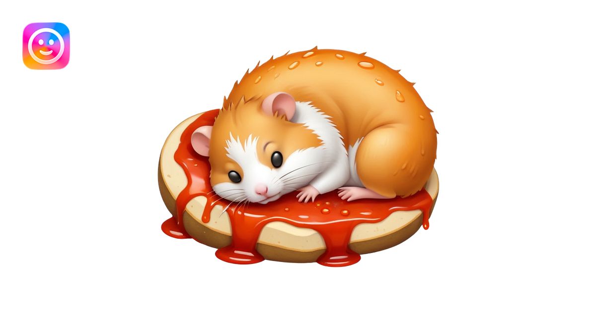 hamster sleeping in ketchup emoji | AI Emoji Generator