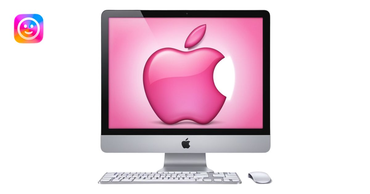 Pink apple computer open emoji | AI Emoji Generator