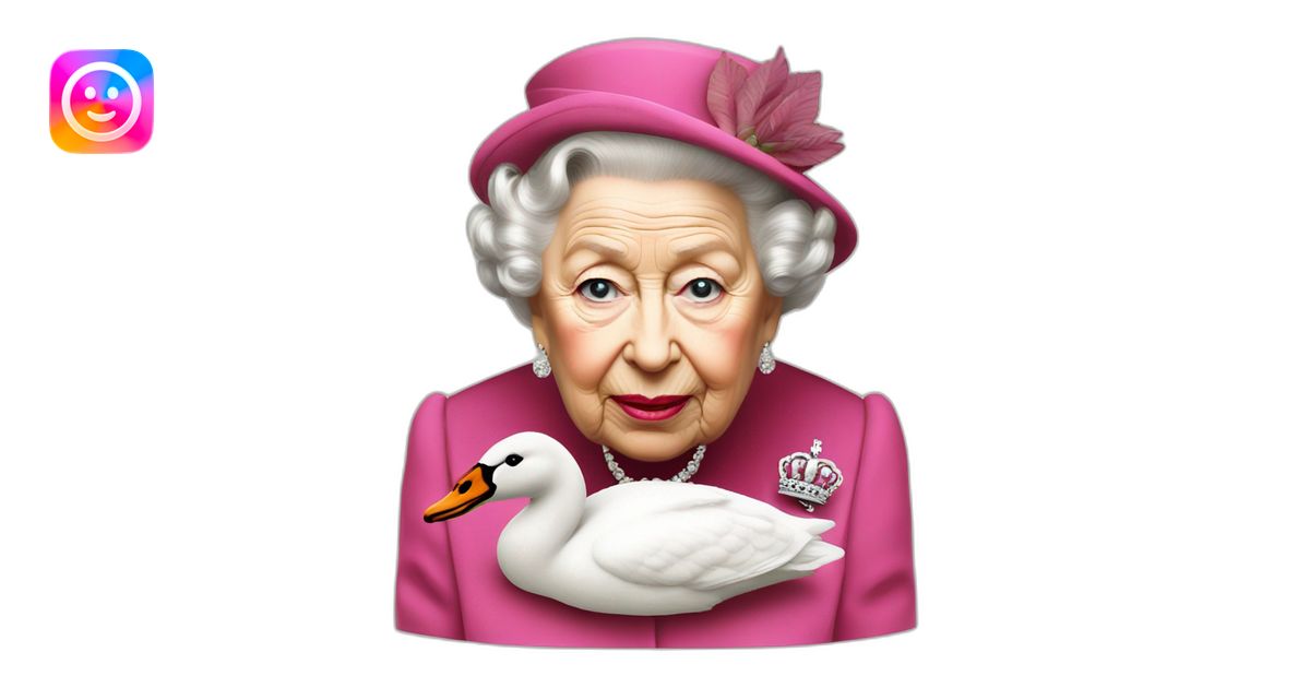 Queen Elizabeth II eating a swan upside down face emoji | AI Emoji ...
