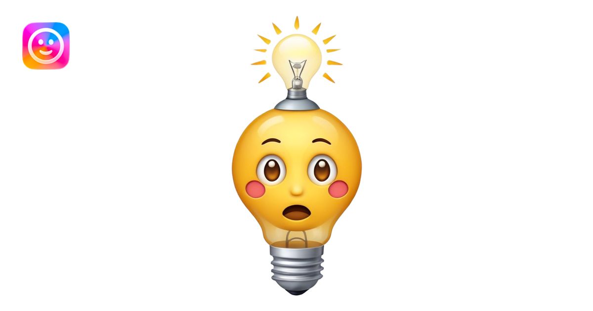Surprised emoji with a lit lightbulb above it’s head emoji | AI Emoji ...