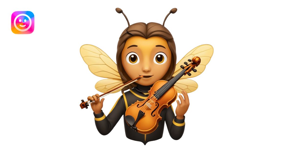 Bee playing violin on his shoulders emoji | AI Emoji Generator