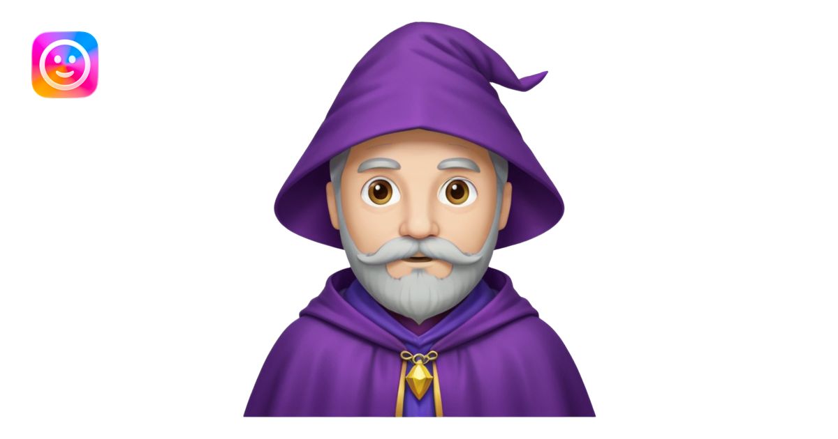 wizard with mustache, purple cloack emoji | AI Emoji Generator