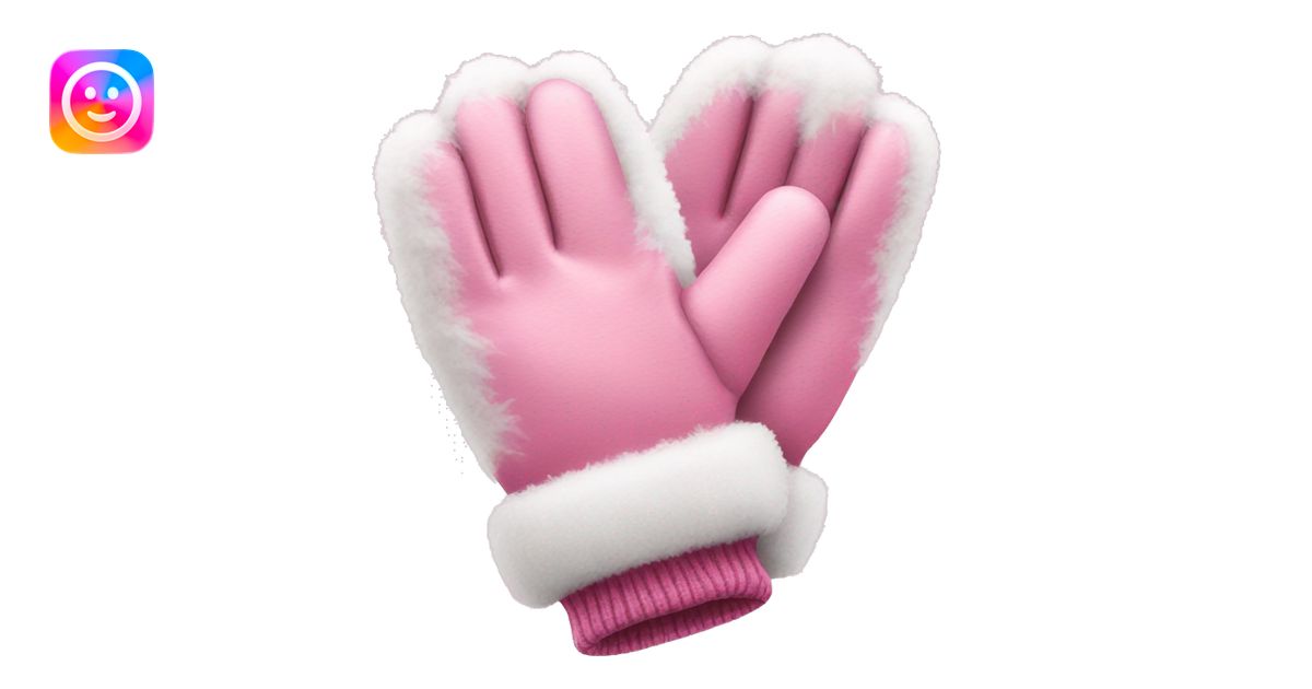 Pink winter gloves that have white fuzzy trim emoji | AI Emoji Generator