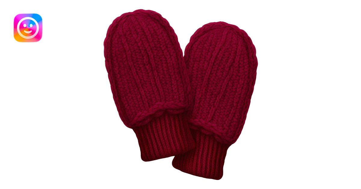 Knitted burgundy pair of mitten emoji | AI Emoji Generator
