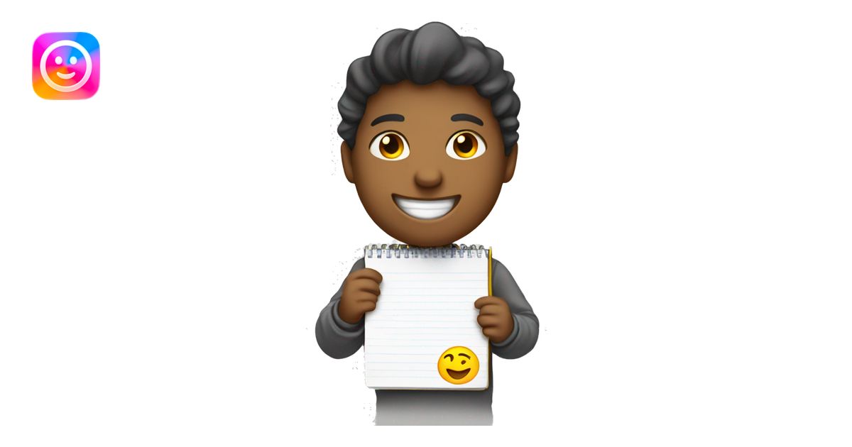 Smile emoji writing on notepad emoji | AI Emoji Generator