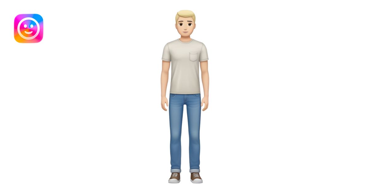 full body lean male figure standing, wearing casual clothes, t-shirt ...