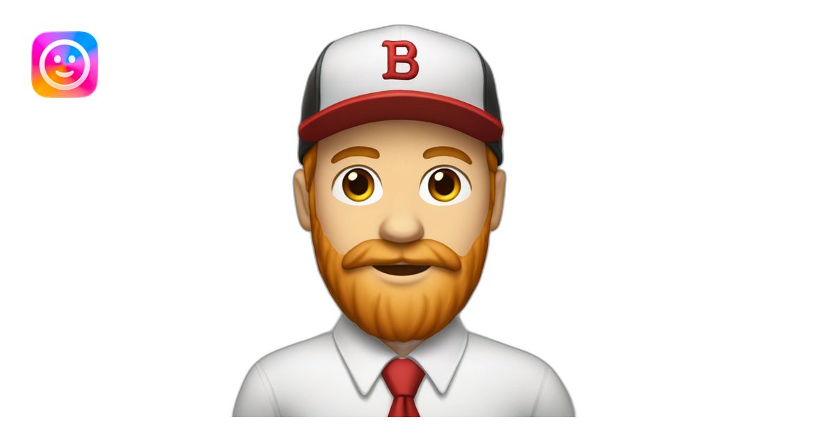 white-man, red beard-in-black-baseball-cap,-white-shirt-and-red-tie ...
