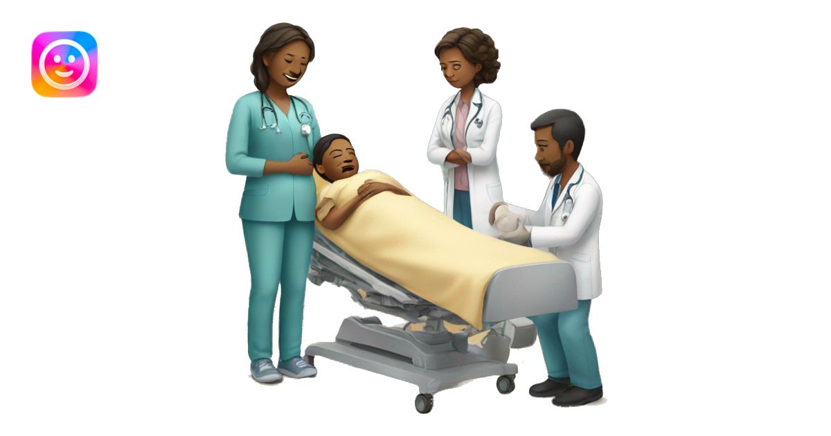 a woman gives birth and doctors stand nearby emoji | AI Emoji Generator
