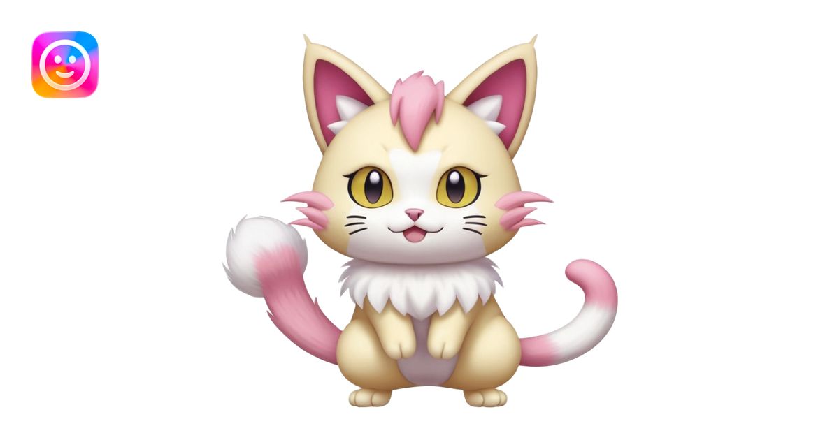 Meowth-Skitty-Pokémon-Fakémon-hybrid-creature (full body) emoji | AI ...
