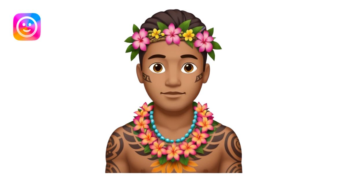 Hawaiian Polynesian male with tribal tattoo sleeve emoji | AI Emoji ...