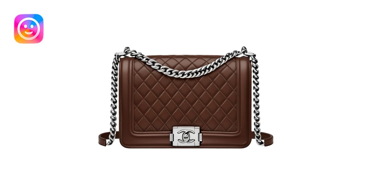 chanel le boy deep chocolate brown color bag emoji | AI Emoji Generator
