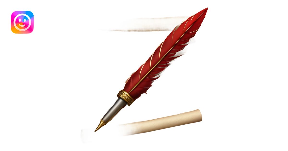 red quill pen writing letters on a parchment scroll emoji | AI Emoji ...