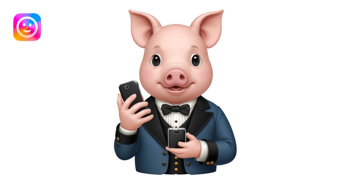pig in victorian finery scrolling on a cell phone emoji | AI Emoji ...