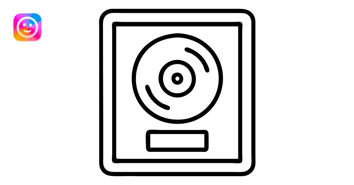 outlined icon of a platinum record award in a frame, minimal detail ...