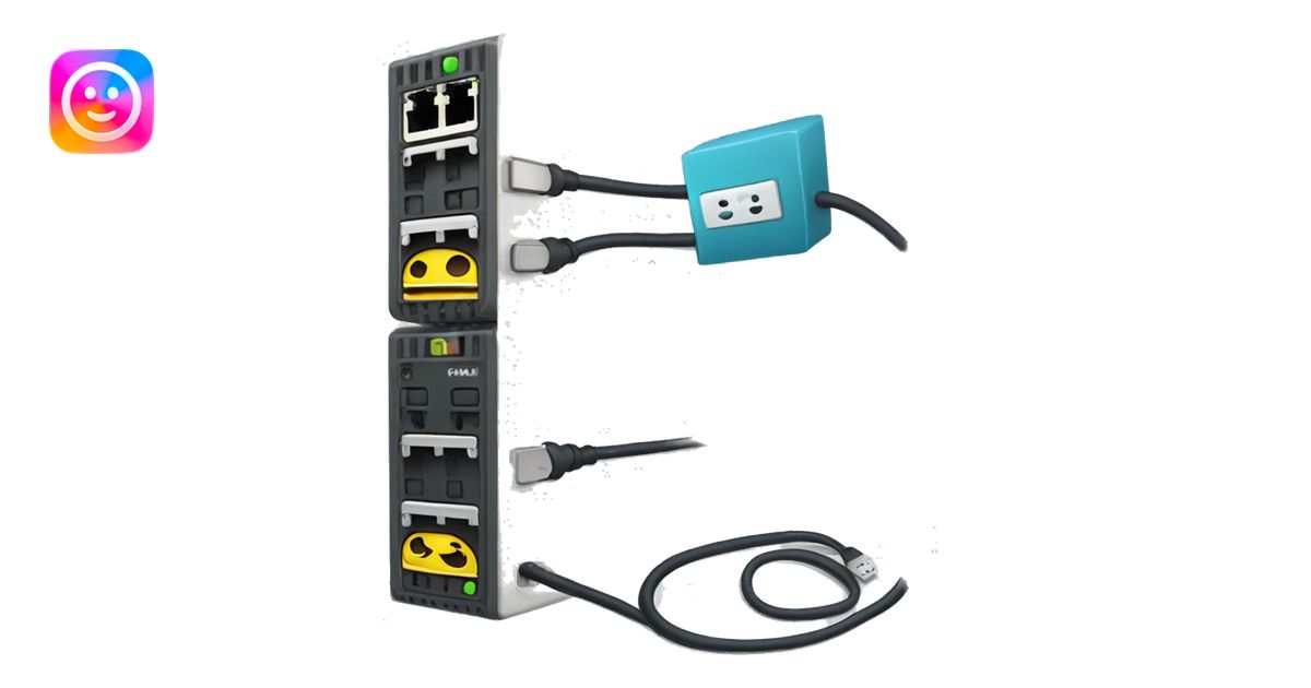 Network Switch connected to a router via ethernet cable emoji | AI ...