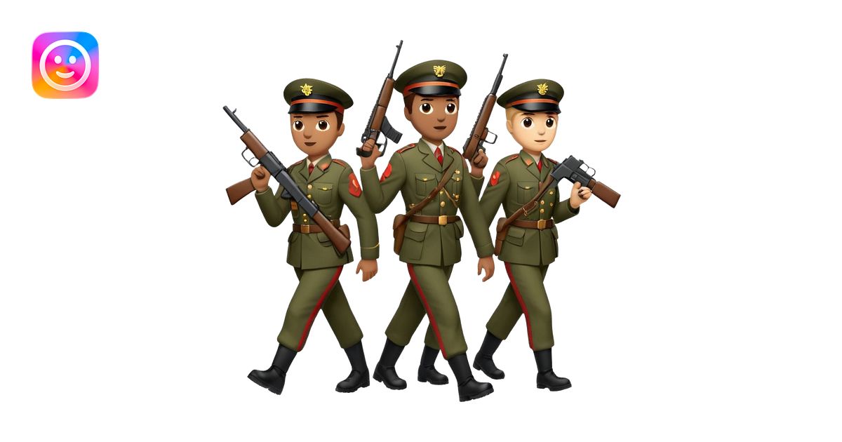 10,000 SOLDIERS MARCHING WITH RANDOM GUNS emoji | AI Emoji Generator