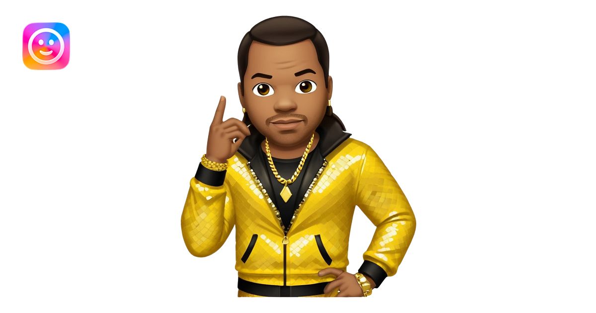 Busta Rhymes with dark brown hair, yellow sequin outfit emoji | AI ...