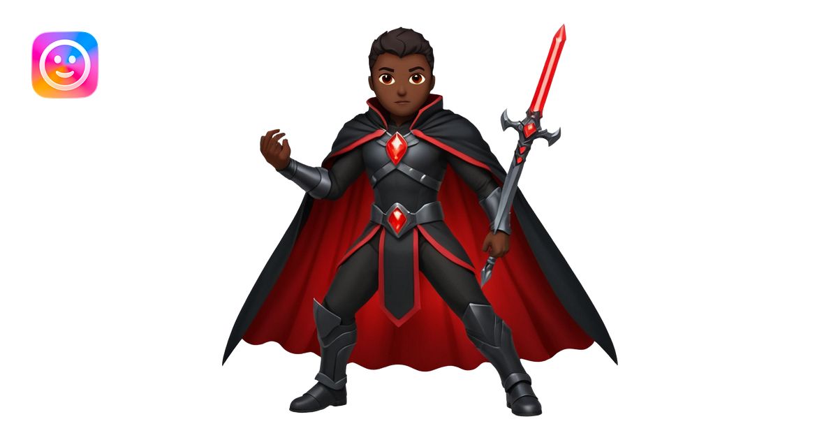 dark sci-fi villain human, black armor, long cape, glowing red energy ...