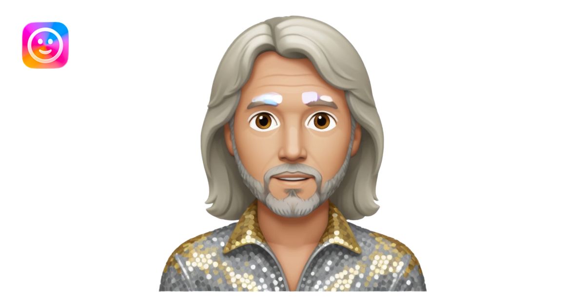 Barry Gibb from Bee Gees with light grey sequin outfit emoji | AI Emoji ...