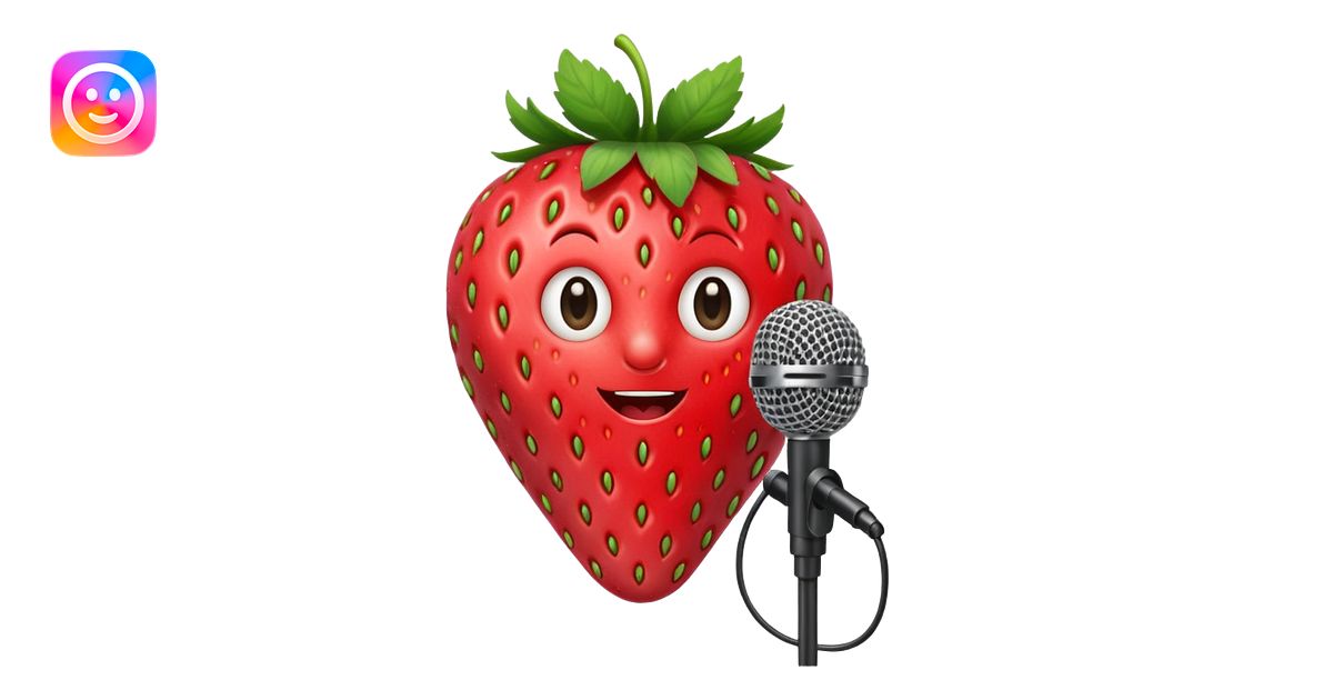 A strawberry holding mic emoji | AI Emoji Generator