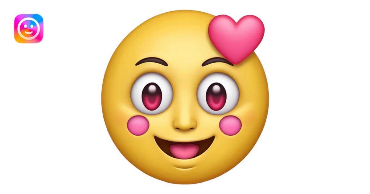 Emoji carita amarillo con ojos de corazones rosa emoji | AI Emoji Generator