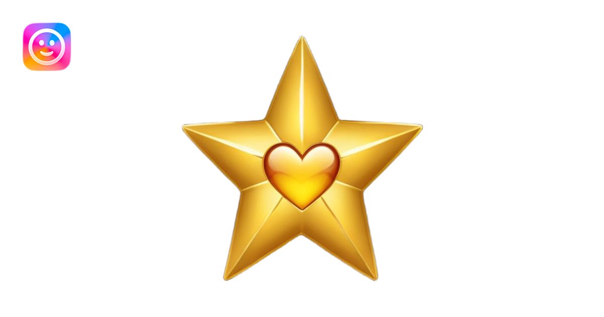 A star with a heart inside, golden and black emoji | AI Emoji Generator