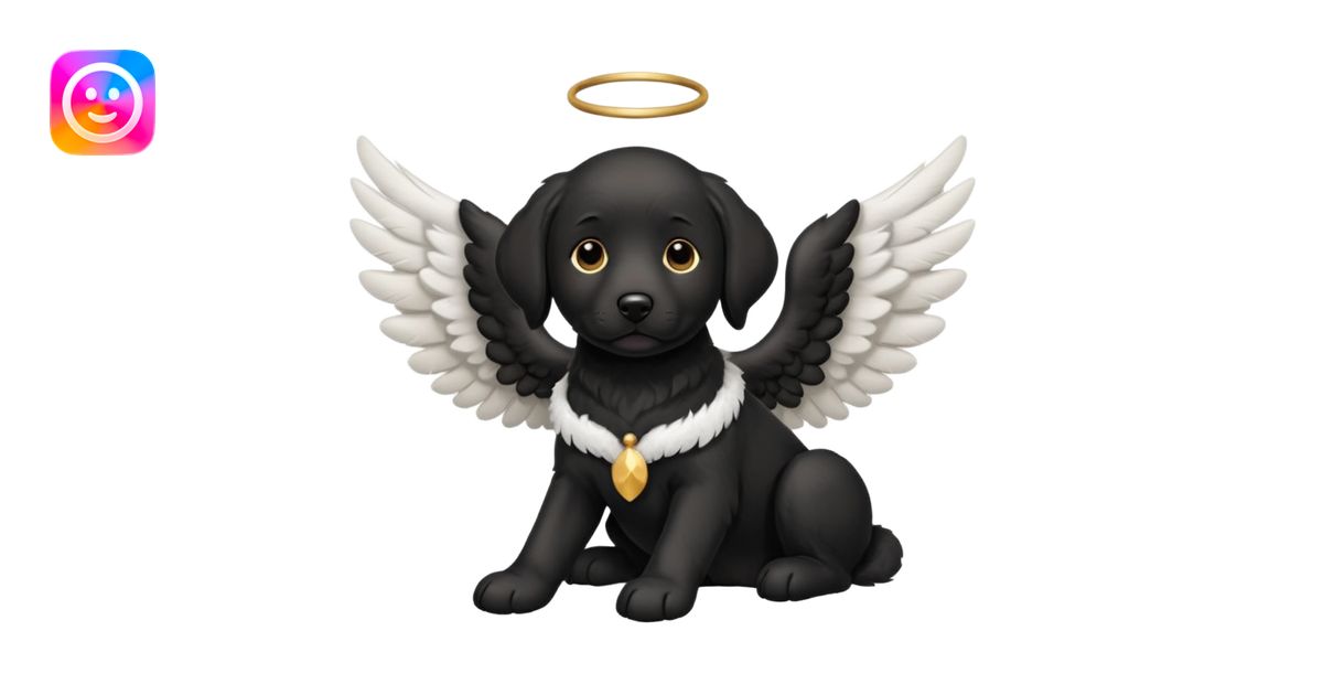 Black lab with angel wings emoji | AI Emoji Generator