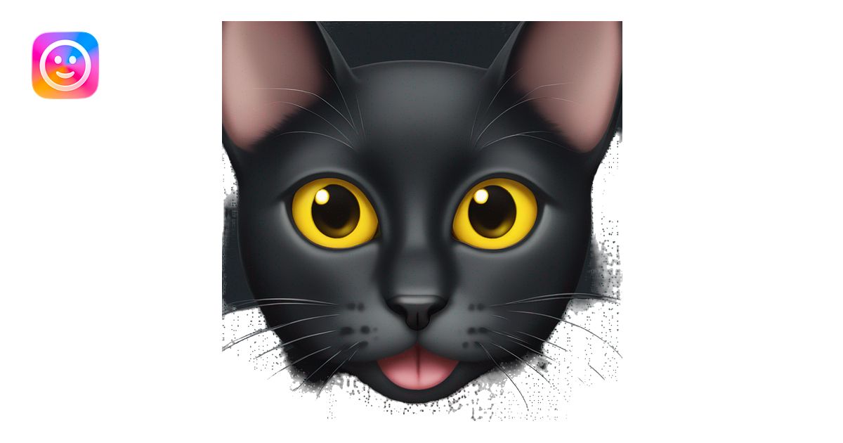 black cat with yellow eyes sticking its tongue out emoji | AI Emoji ...