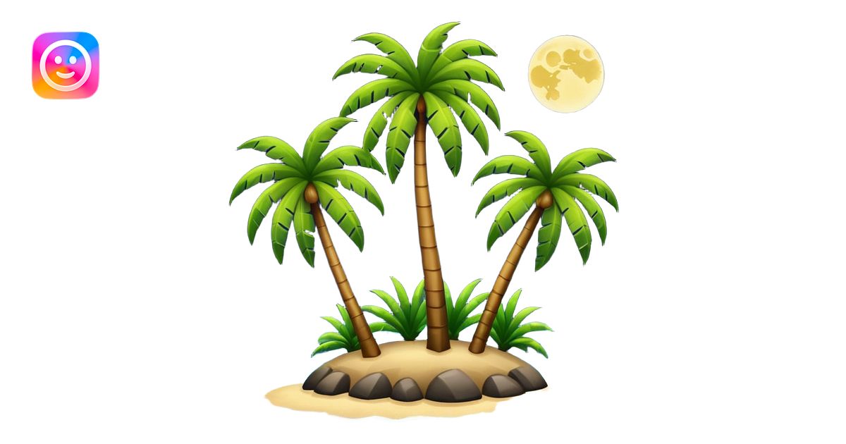 Isla y palmeras negras, en la noche, emoji | AI Emoji Generator