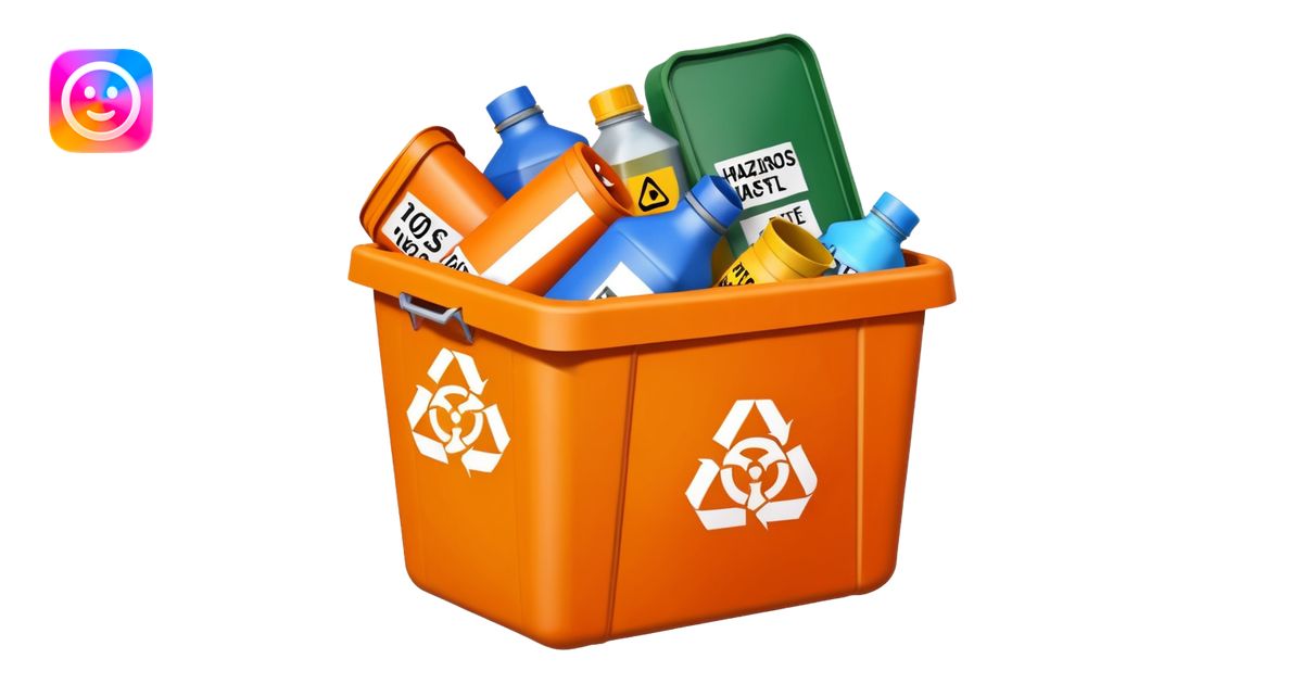 orange BIN WITH "hazardous WASTE" WORD IN IT emoji | AI Emoji Generator