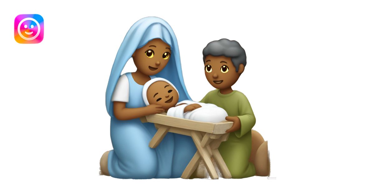 Nativity scene, baby on a manger, Mary and Joseph emoji | AI Emoji ...