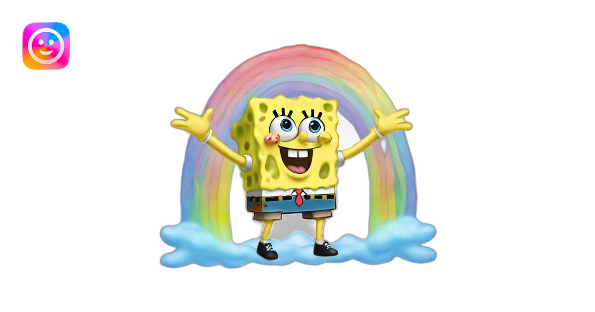 SpongeBob making a rainbow with his hands emoji | AI Emoji Generator