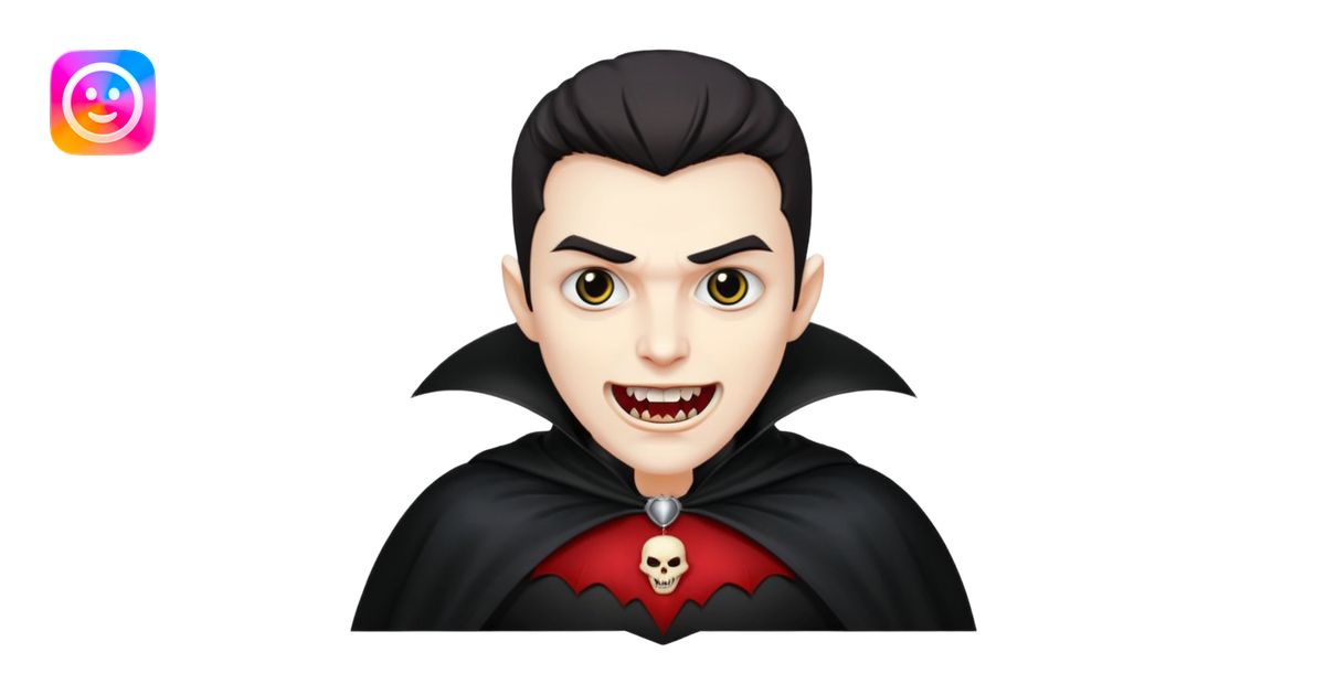 Vampire – Pale figure with fangs and cape emoji | AI Emoji Generator
