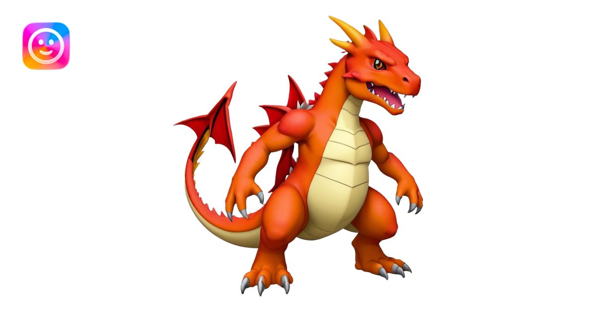 Cool edgy Guilmon-Agumon-Charizard-Digimon, full body emoji | AI Emoji ...