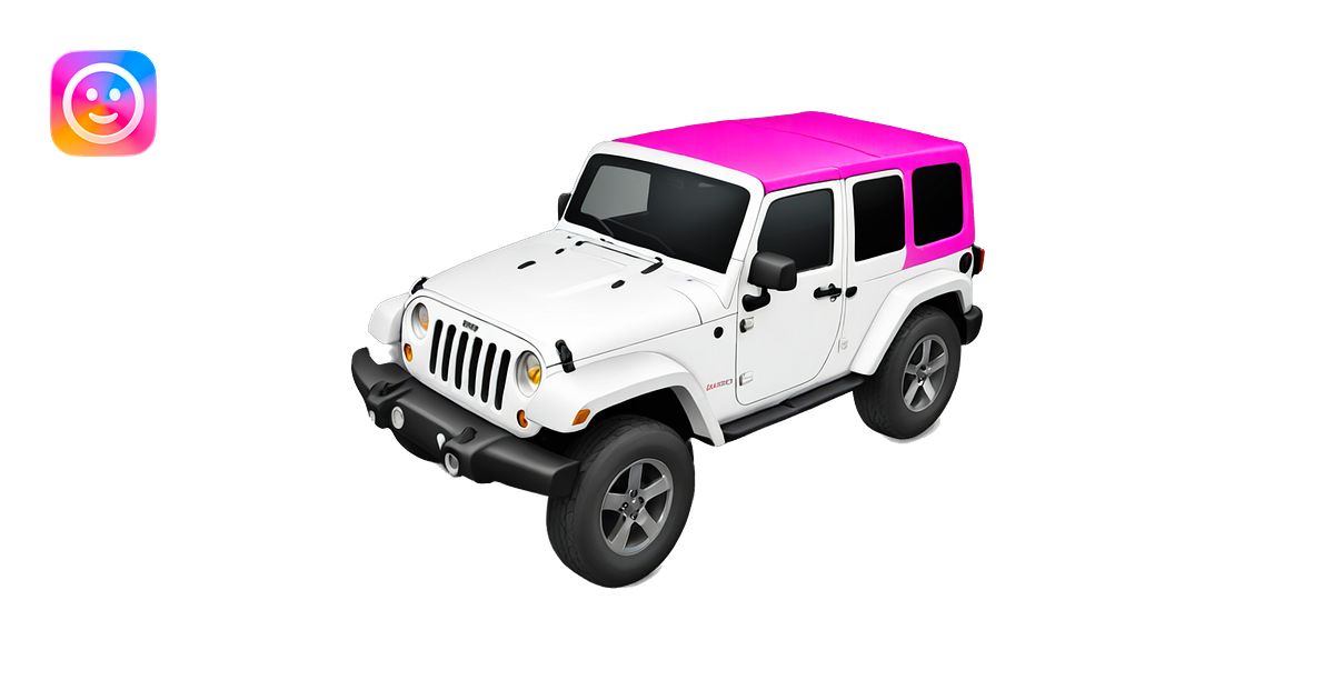 White jeep wrangler with hot pink hood emoji | AI Emoji Generator